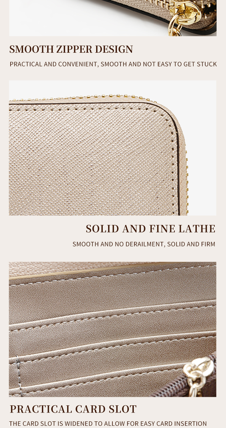 FOXER Women purse Leather long wallet Long purse Multi-card Zip wallet ...