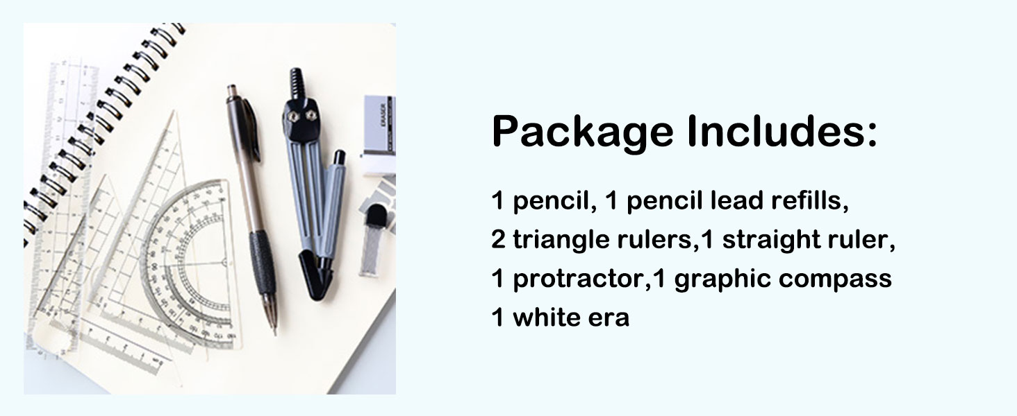 8 Pieces Student Supplies with Shatterproof Storage Box,Includes Rulers ...