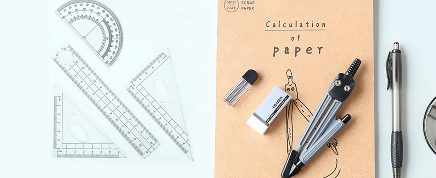 8 Pieces Student Supplies with Shatterproof Storage Box,Includes Rulers ...