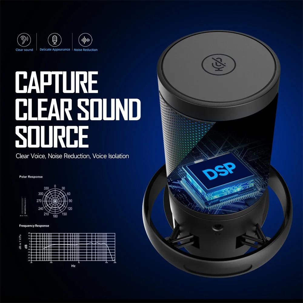 ME6S RGB USB Microphone MIC Gaming Condenser Microphone for PC ...