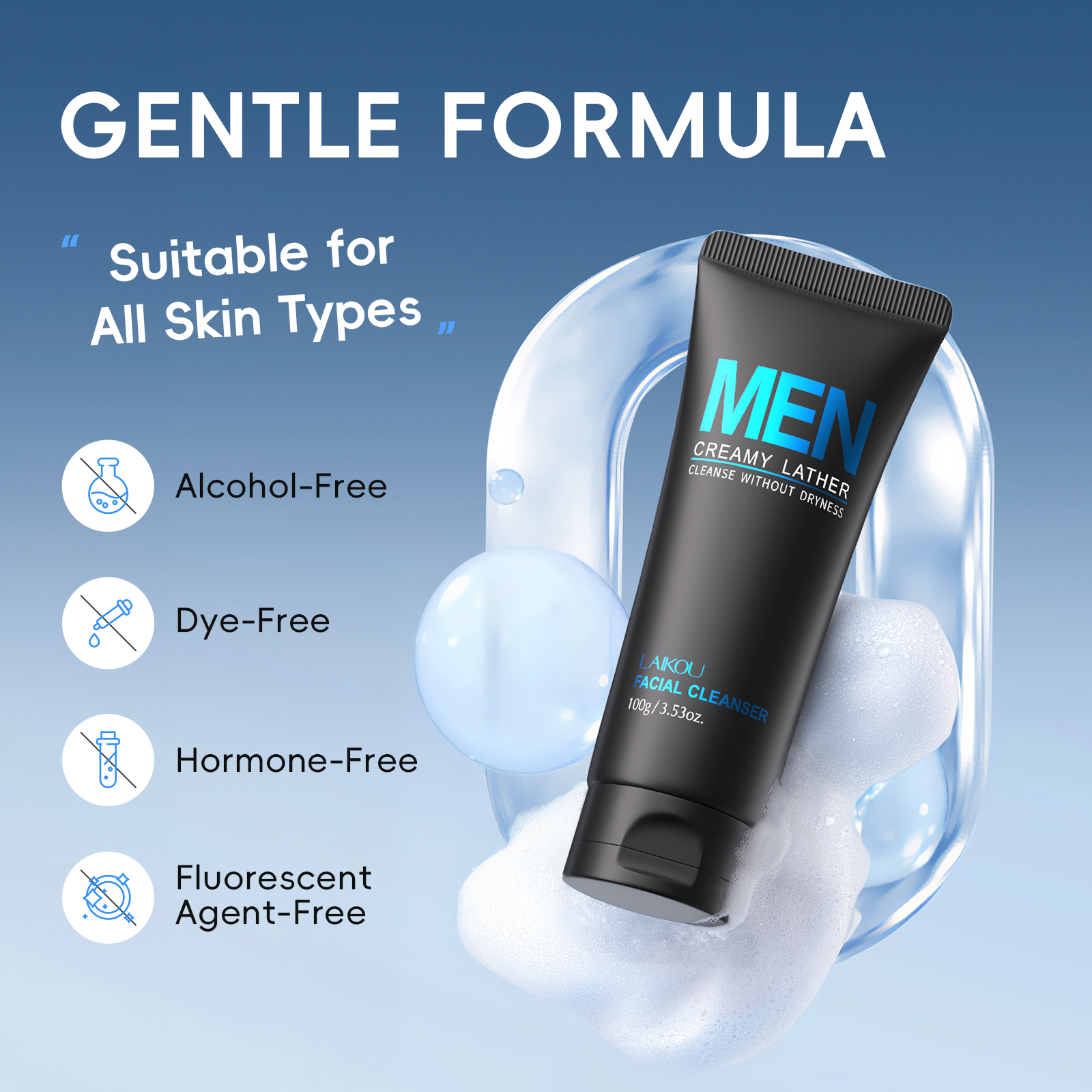 LAIKOU Men Skincare Facial Cleanser Oil-Control Deep Cleansing ...