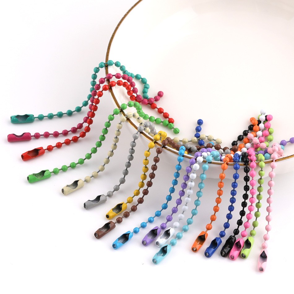 50PCS Colorful Bead Chains - Metal Baking Paint Iron Wave Chains For ...