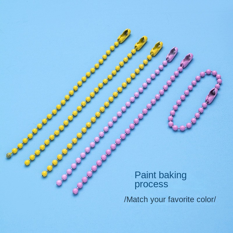 50PCS Colorful Bead Chains - Metal Baking Paint Iron Wave Chains For ...