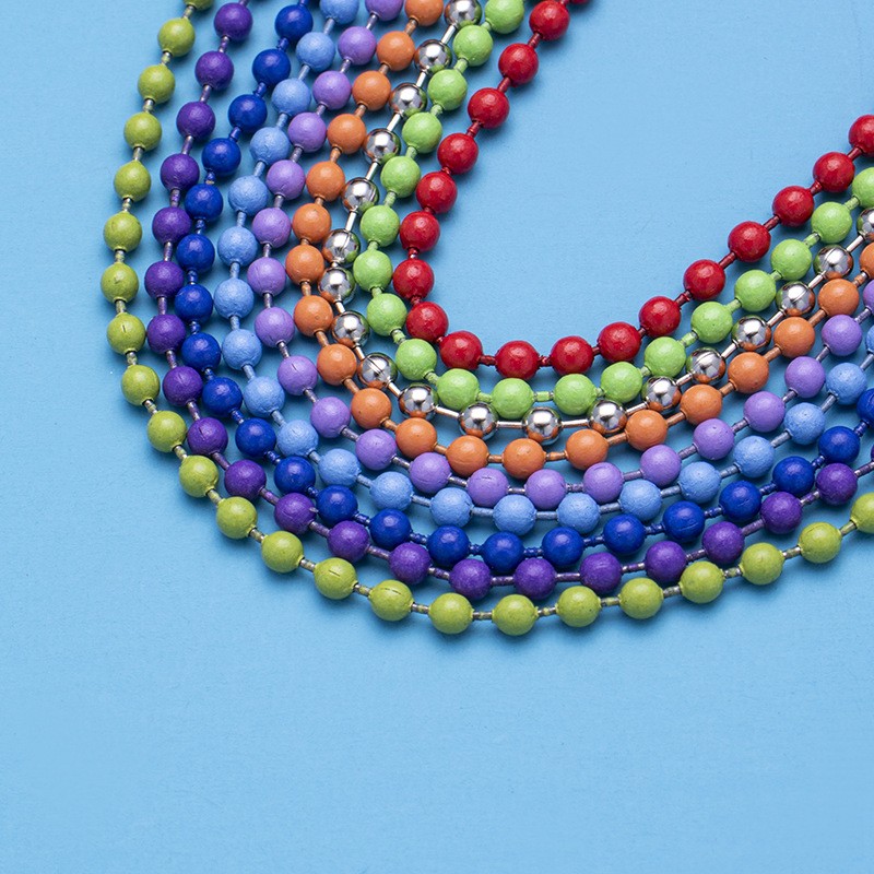 50PCS Colorful Bead Chains - Metal Baking Paint Iron Wave Chains For ...
