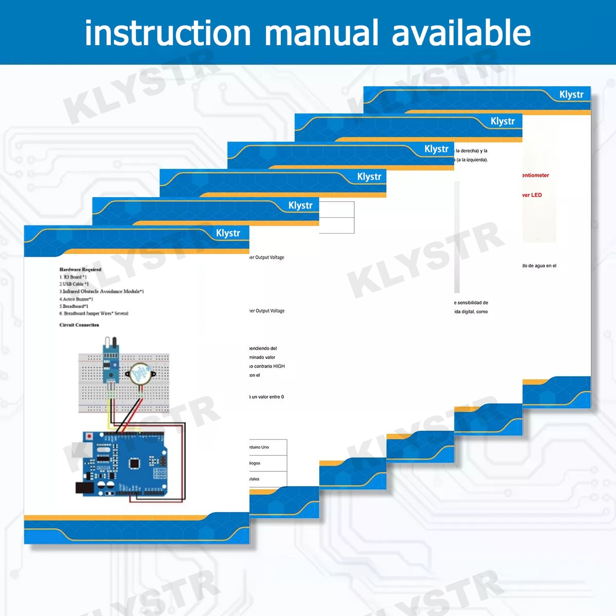 KLYSTR Basic Starter Kit For Arduino Uno R3 With Tutorial Code Breadboard Jumper Wire Led Diodes ...