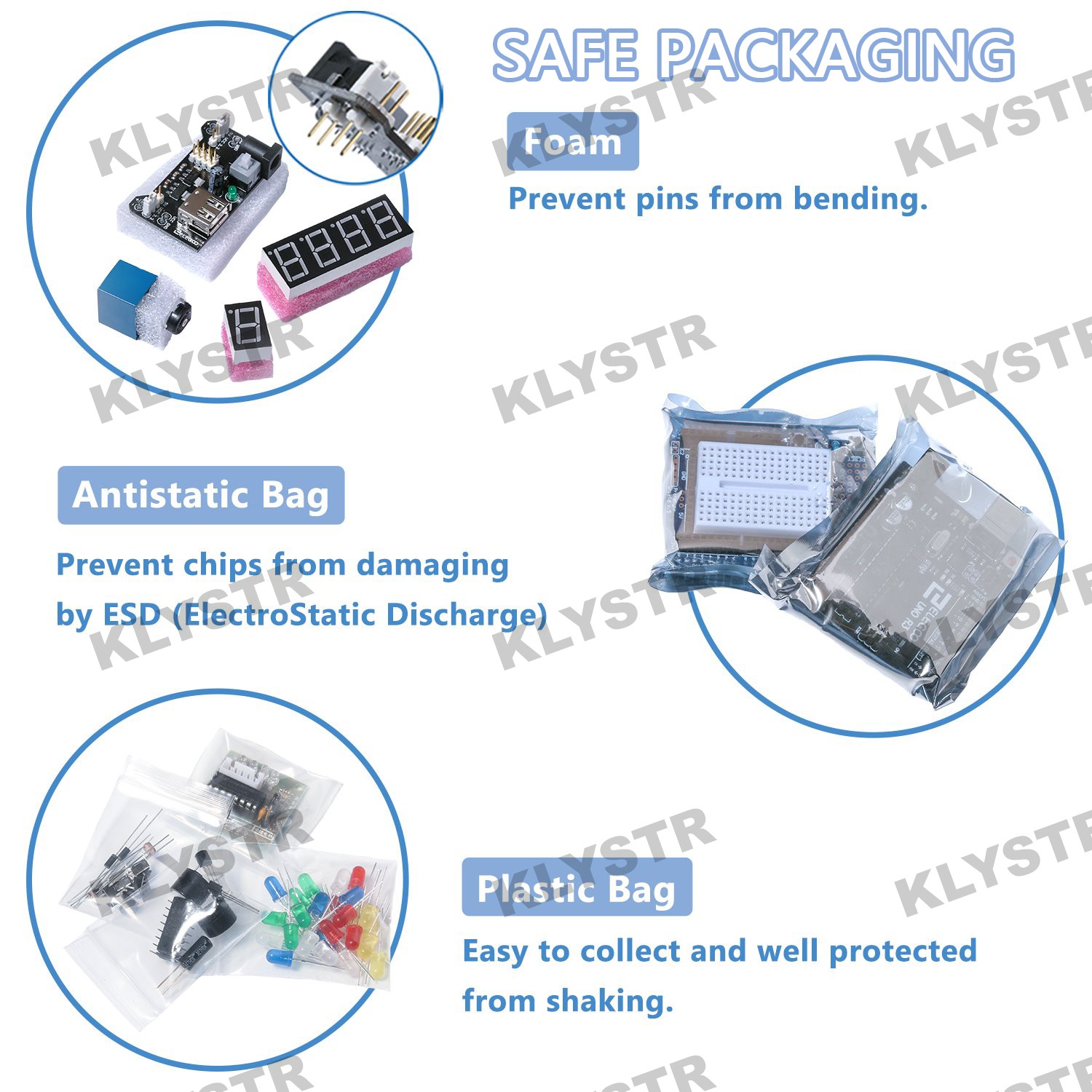 KLYSTR Sensor Module Starter Kit for Arduino Uno Set R3 ,0.96" OLED 1602 LCD Display with ...