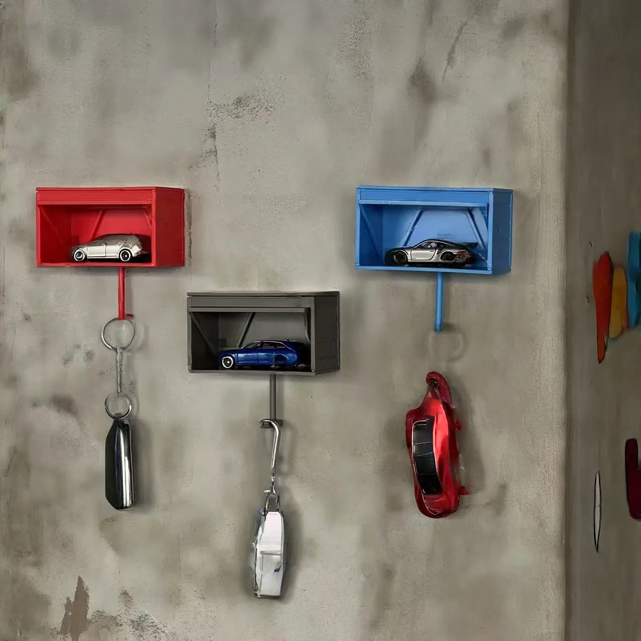 (Including car) Car Garage Key Holder with Opening Door Garage keychain ...