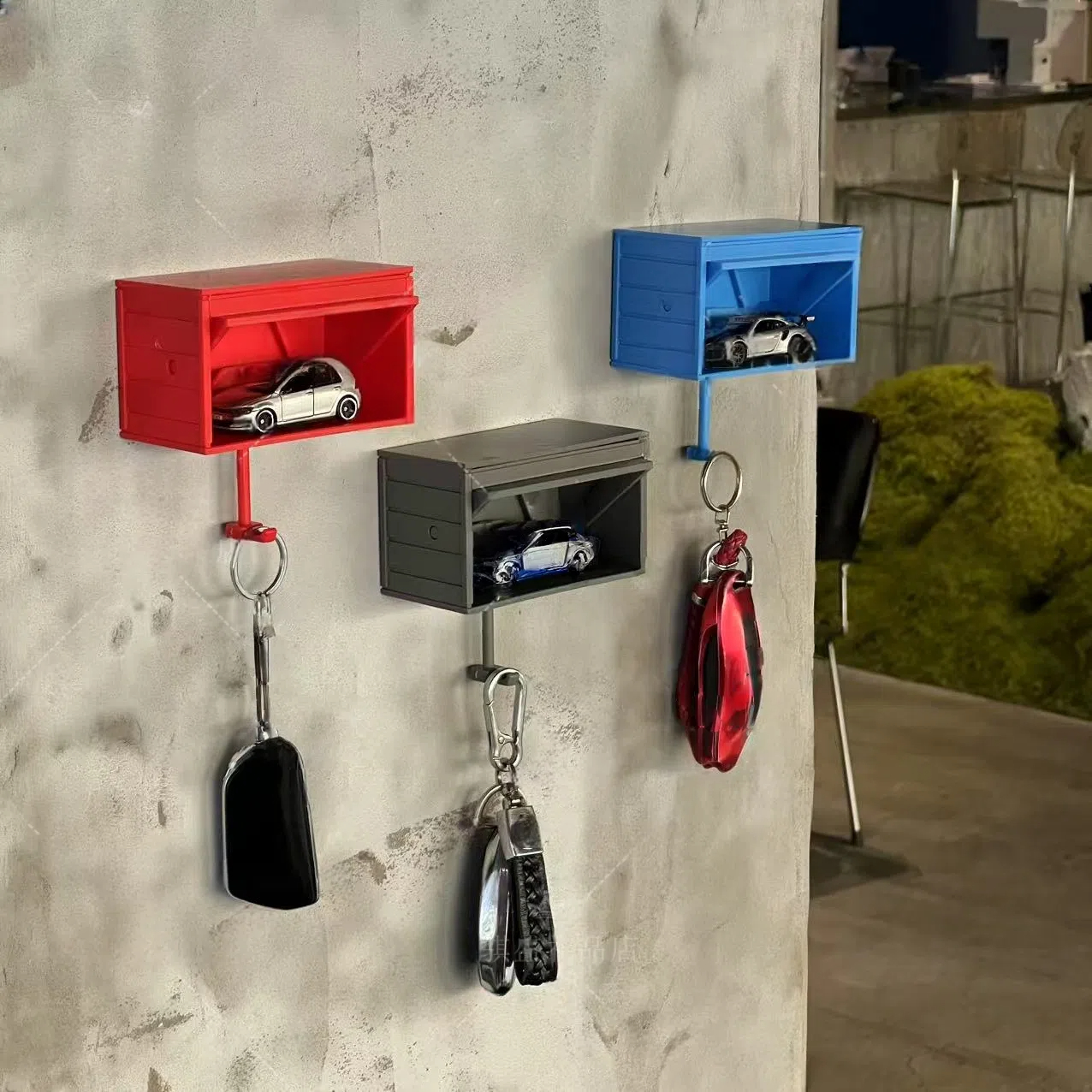 (Including car) Car Garage Key Holder with Opening Door Garage keychain ...