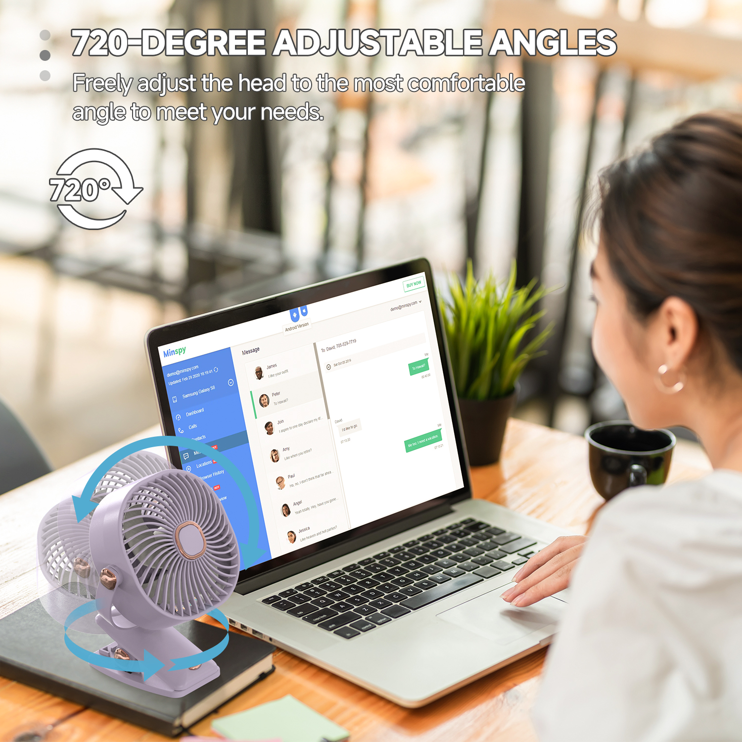 GOOJODOQ 500mAh Desktop Fan Mini Portable 360-Degree Adjustable ...