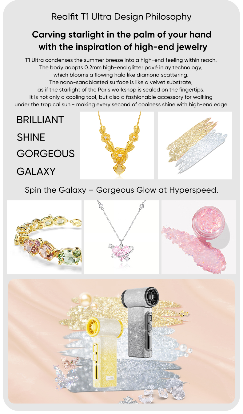 Realfit T1 Handheld Fan 199 Levels Wind Speeds Turbo Mini Fan ...