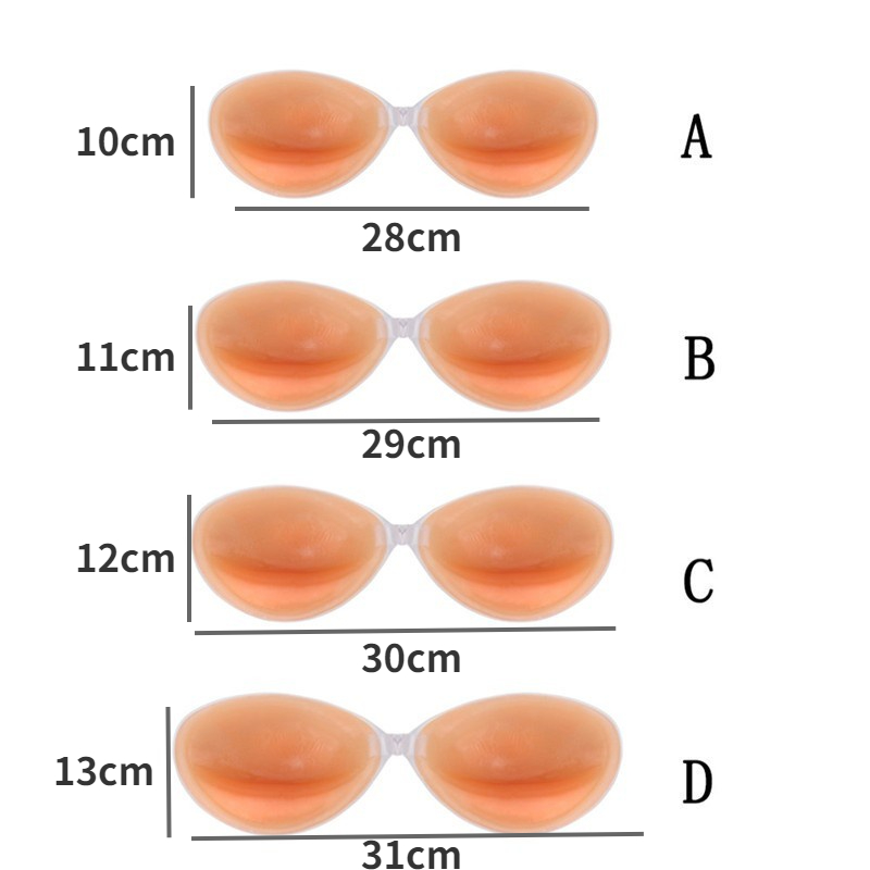 Women's Strapless Silicone Bra Pink - Self-Adhesive, Push-Up, Invisible ...