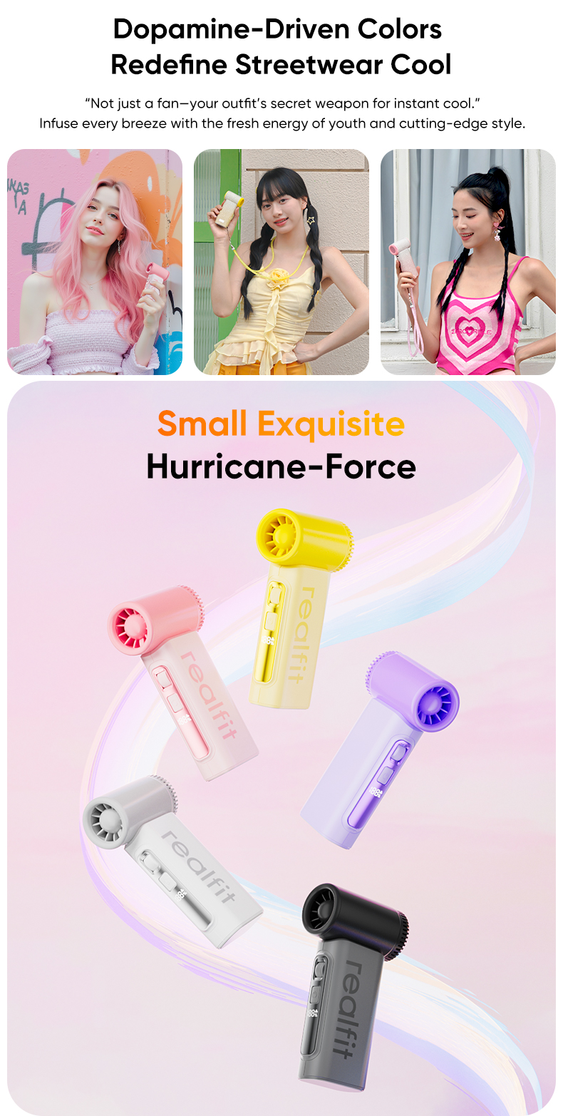 Realfit T1 Jet Fan 3500 mAh Turbo Mini Fan Portable Strong Wind ...