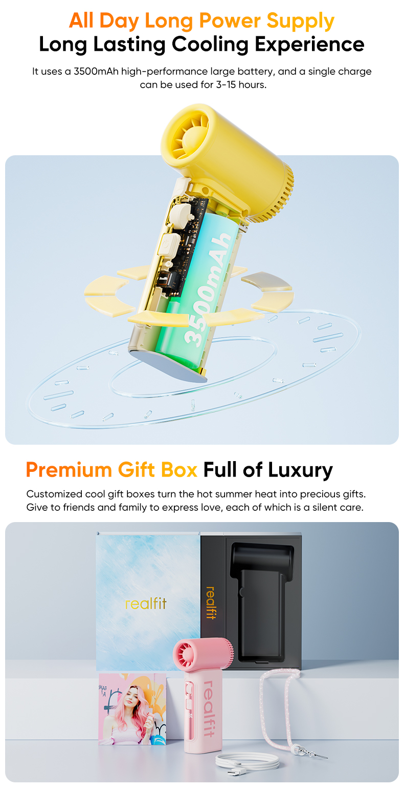 Realfit T1 Turbo Fan Mini Portable With 199 Levels Wind Speeds ...