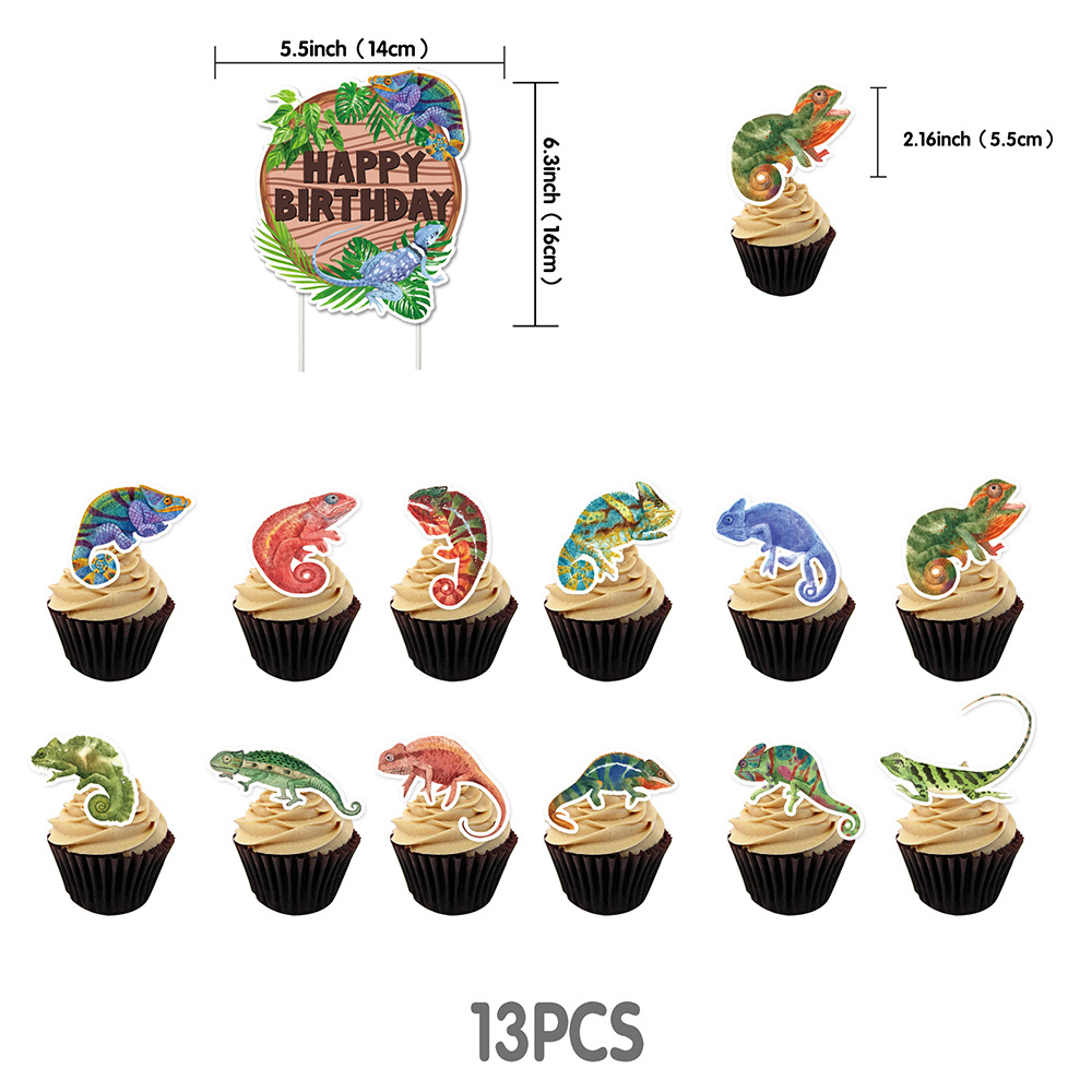 Lizard Animal Themed Birthday Party Decoration Kids Banner Cake Topper ...