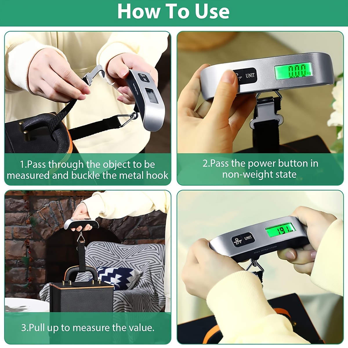 Portable Digital Luggage Scale – Handheld Baggage Weight Meter with ...