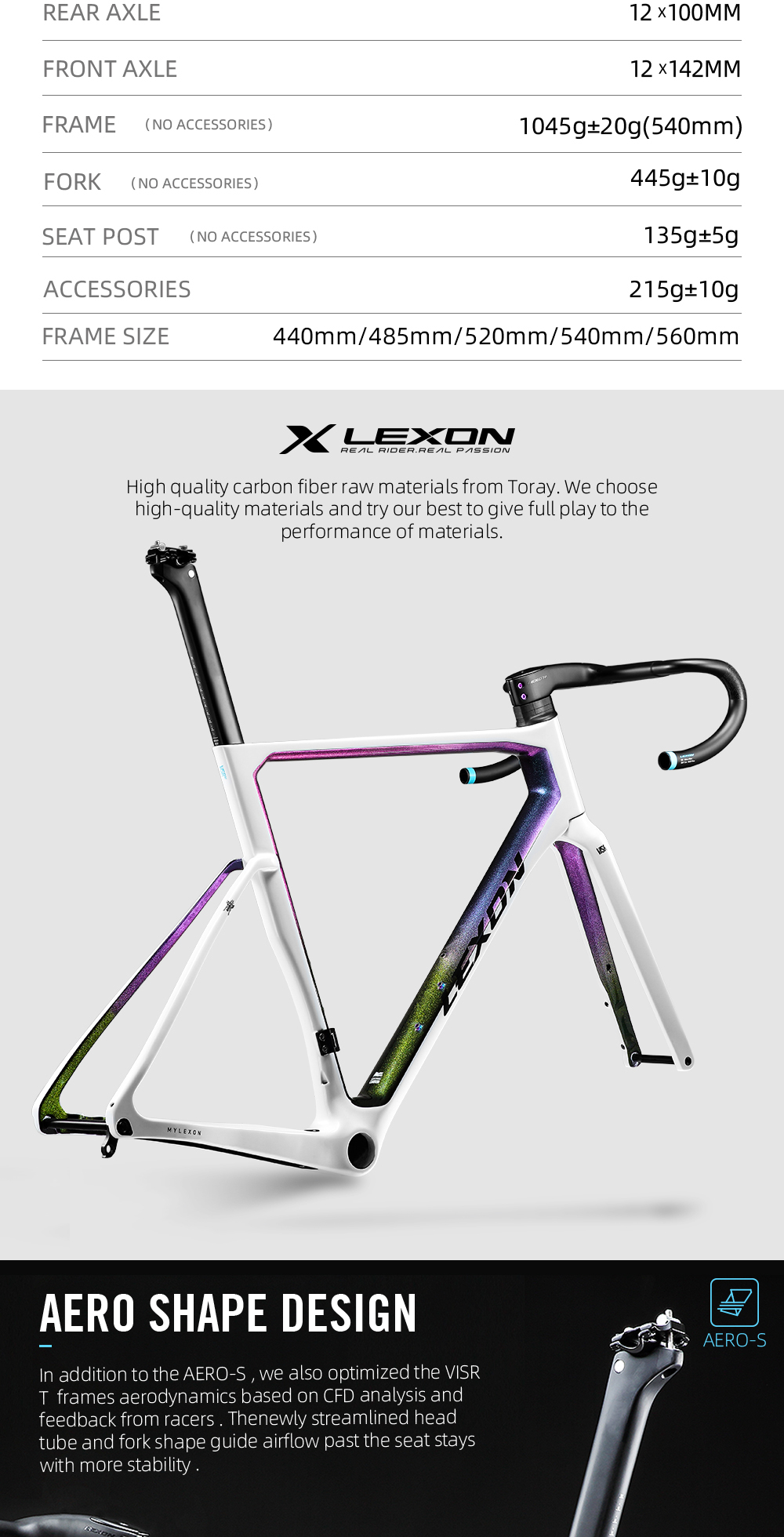 Lexon VISRT Carbon Road Bike Frame Disc Brake Full Inner Cable Racing ...