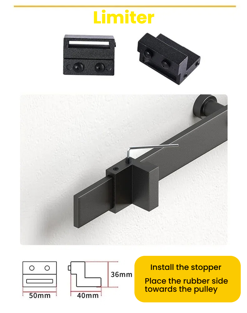Sliding Door Guide Rail Kit Track Pulley Hardware Kit Thickened Sliding ...