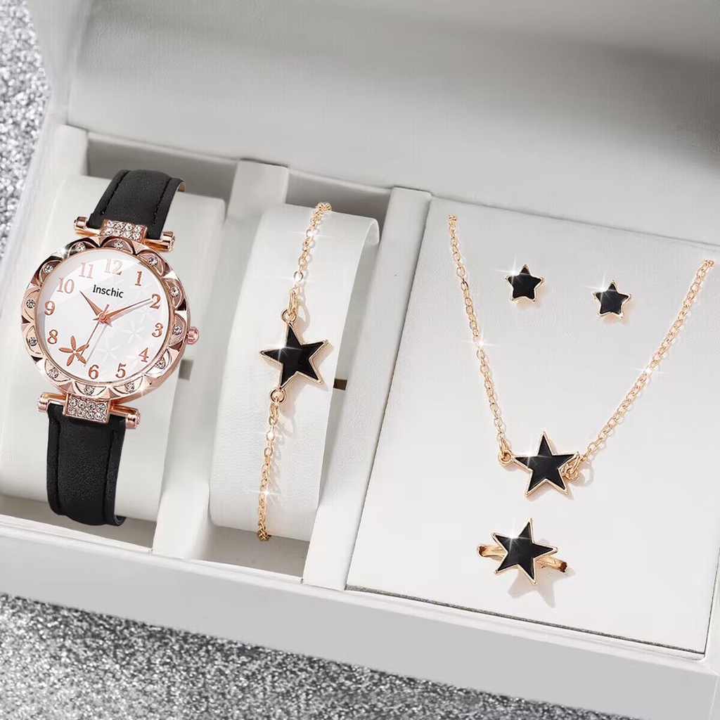 Fashion Flower Women Watch Casual Leather Band Quartz Timepiece Jewelry ...