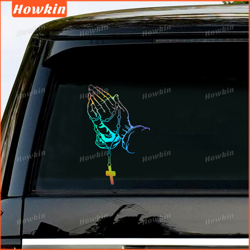 1 PC Car Praying Hands With Rosary Sticker Decals Religious Christian ...