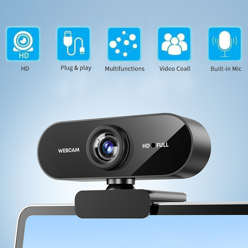 New Black Network Webcam Usb Camera Full Hd 1080p with 360° Rotation ...