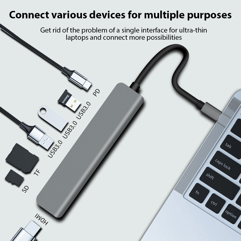Type C 7 in 1 HUB USB3.0 Hub HDMI PD87W 4K 30Hz High Definition ...
