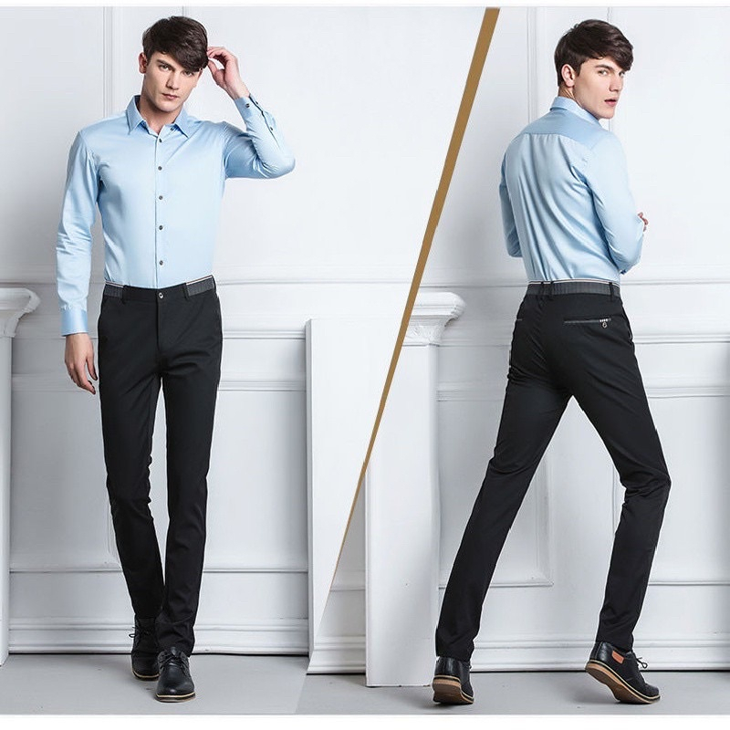 Premium Men's Office Pants - Slim Fit Black Formal Trousers for ...