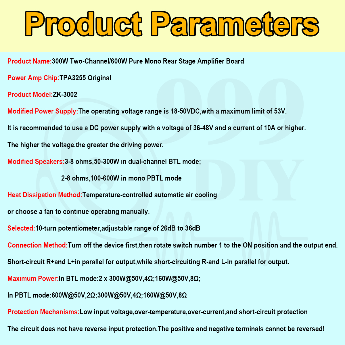 999DIY Zk-3002 Pure Post-Level Digital Power Amplifier Board High ...