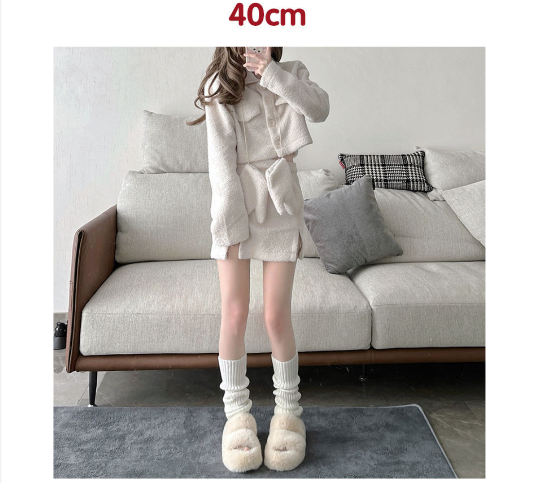 White Loose Knit Leg Warmers (40cm/50cm) - Harajuku Socks for JK ...