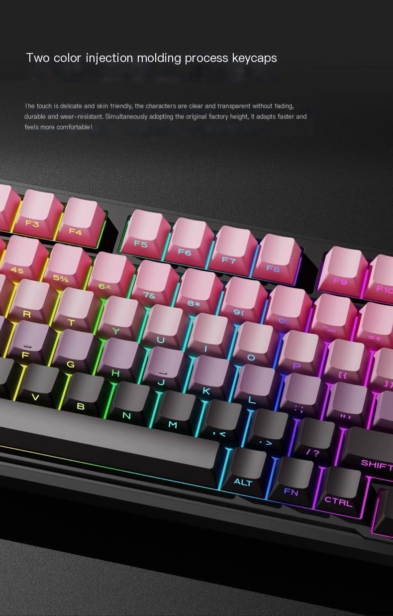 INPHIC x Zeus V102 RGB Mechanical Feel Keyboard 16M RGB Colors Silent ...