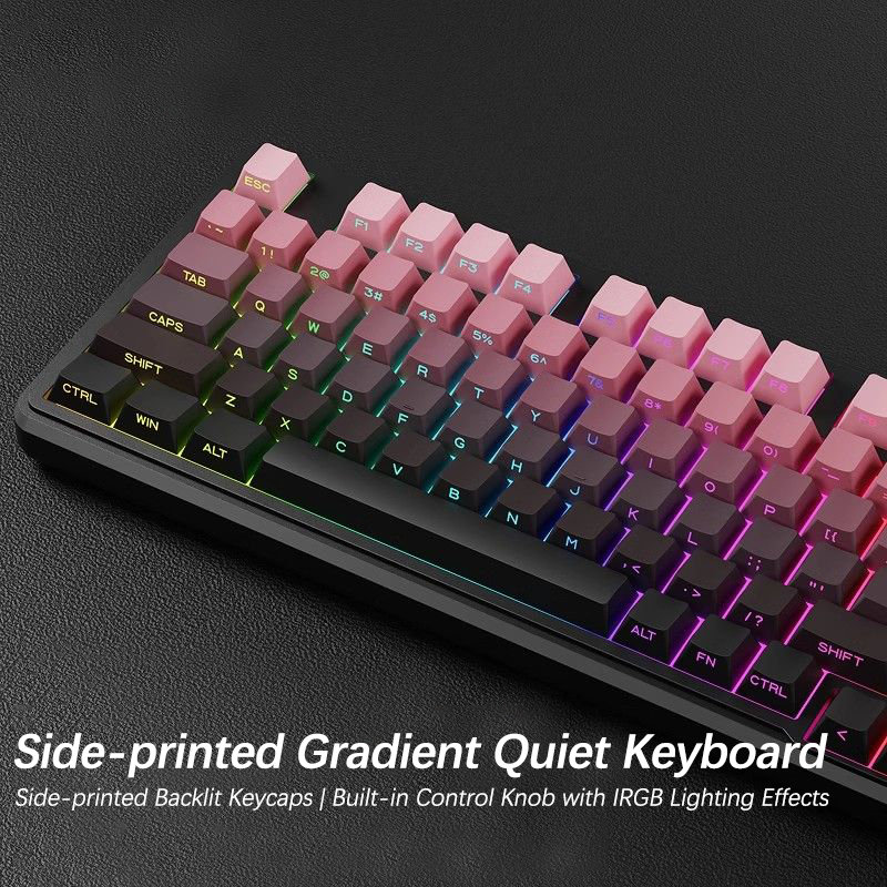INPHIC x Zeus V102 RGB Mechanical Feel Keyboard 16M RGB Colors Silent Typing Volume Knob LED ...