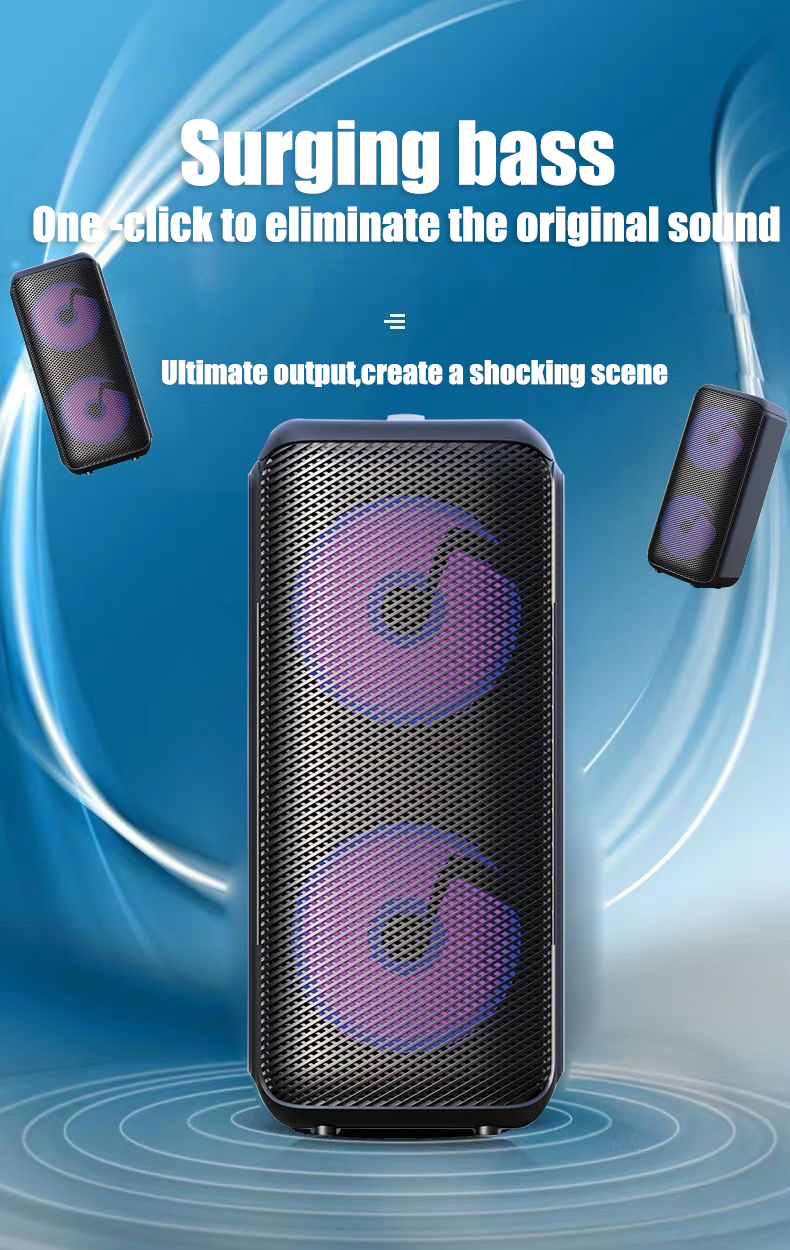 【10 -year warranty】3D stereo speaker portable speaker with microphone bluetooth 8 Inch Karaoke ...