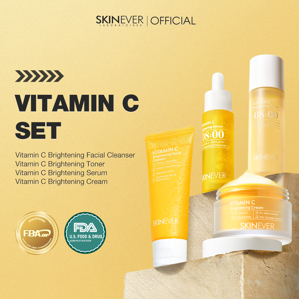 SKINEVER Vitamin C Set Whitening Facial Cleanser Moisturizing Toner ...
