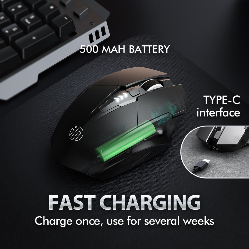 INPHIC F1 2.4G Wireless Mouse Rechargeable 500mAh Ergonomic Silent ...