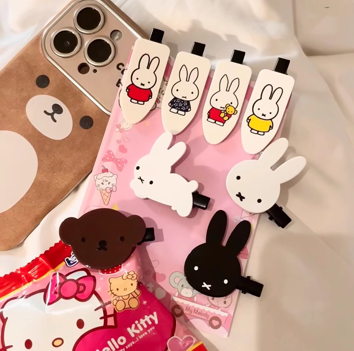 OHAYA| Miffy Hair Clip Bunny Bear Acrylic Cartoon Bangs Duckbill Clip ...