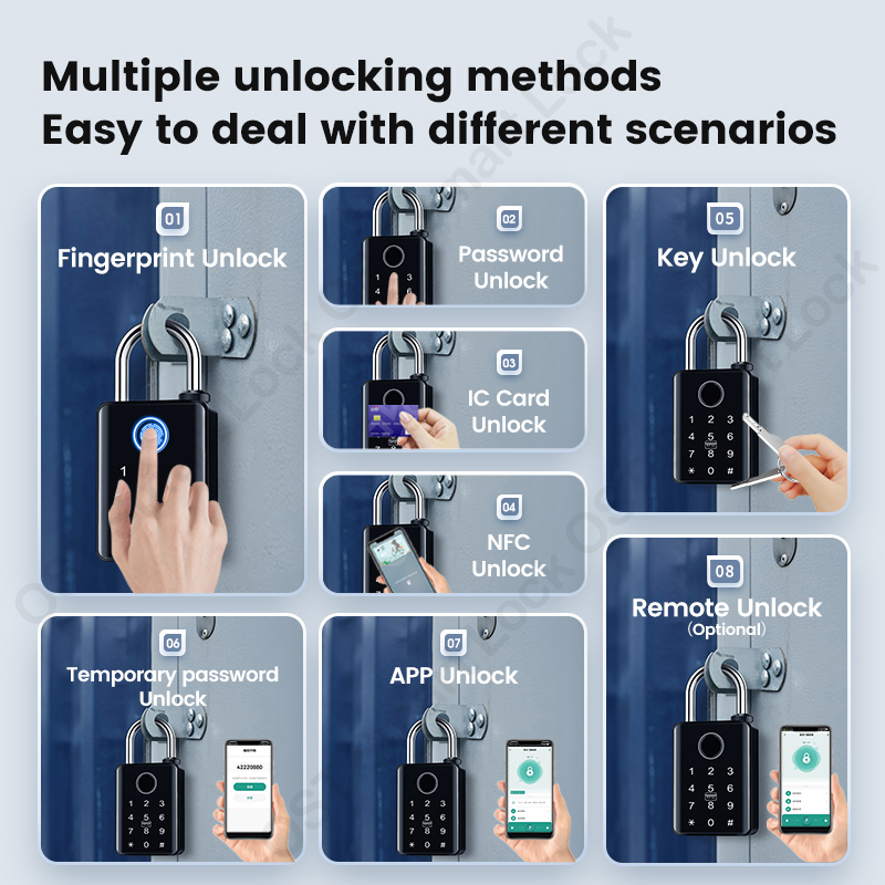 TUYA Waterproof Smart Padlock Heavy Duty Digital Fingerprint Gate Lock ...