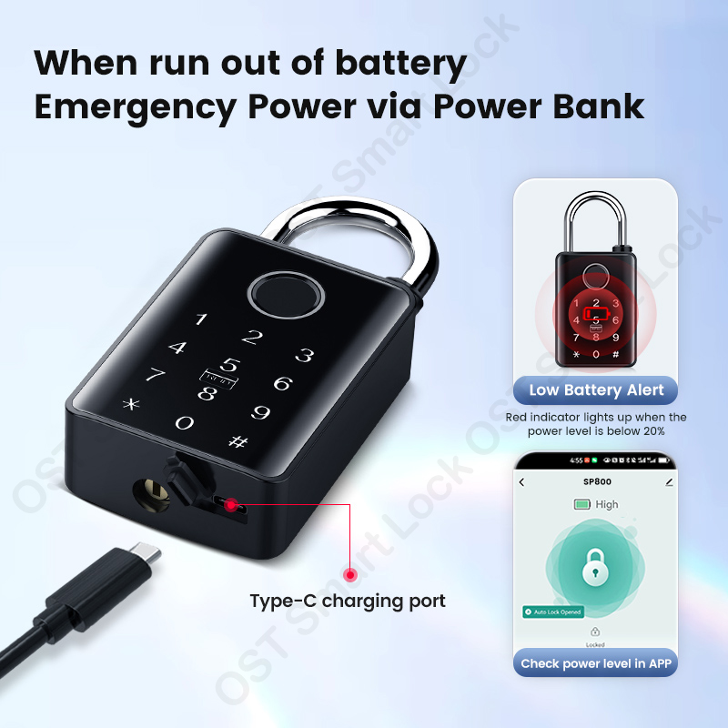 TUYA Waterproof Smart Padlock Heavy Duty Digital Fingerprint Gate Lock ...