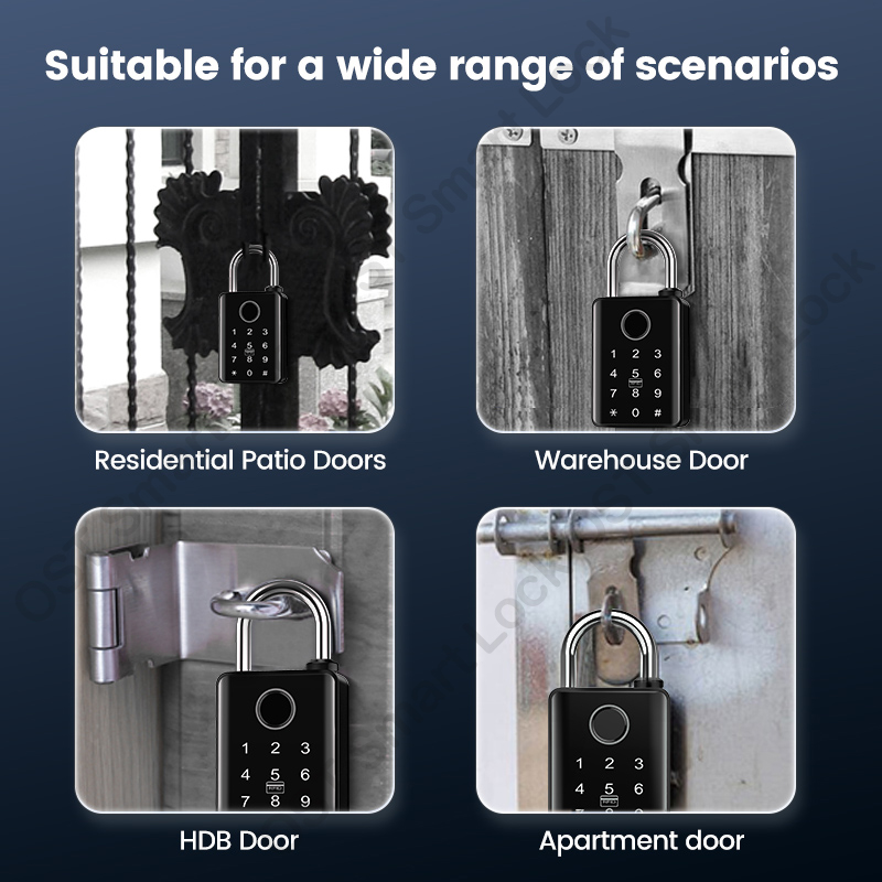 TUYA Waterproof Smart Padlock Heavy Duty Digital Fingerprint Gate Lock ...