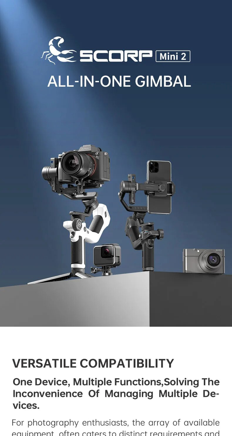 FeiyuTech SCORP Mini 2 Kit 3-Axis Handheld Mirrorless Camera Action ...
