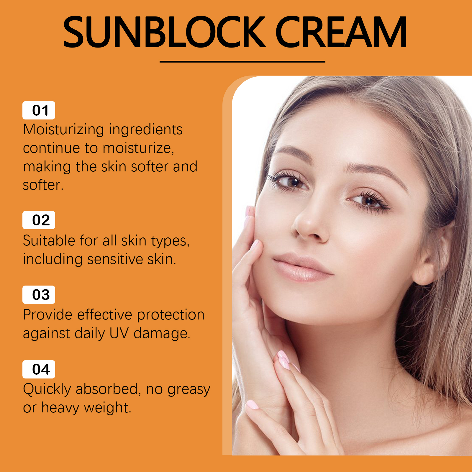OUHOE Refreshing Sunscreen Cream Sunblock 100g Protective Cream SPF50 ...