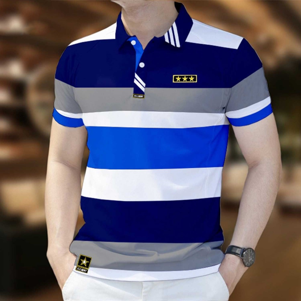 2025 Korean Fashion Men's Printed POLO Shirt Short Sleeve Golf Casual ...