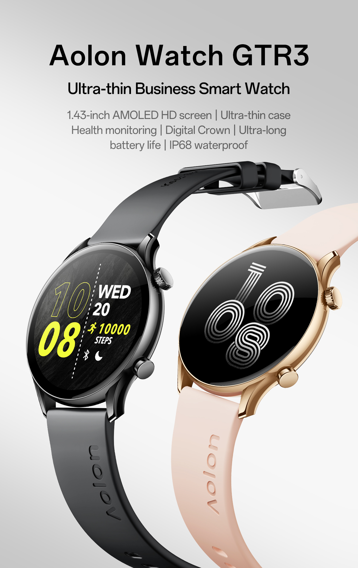 【New】Aolon GTR 3 Smart Watch 1.43" AMOLED Display DIY Watch Face 100 ...