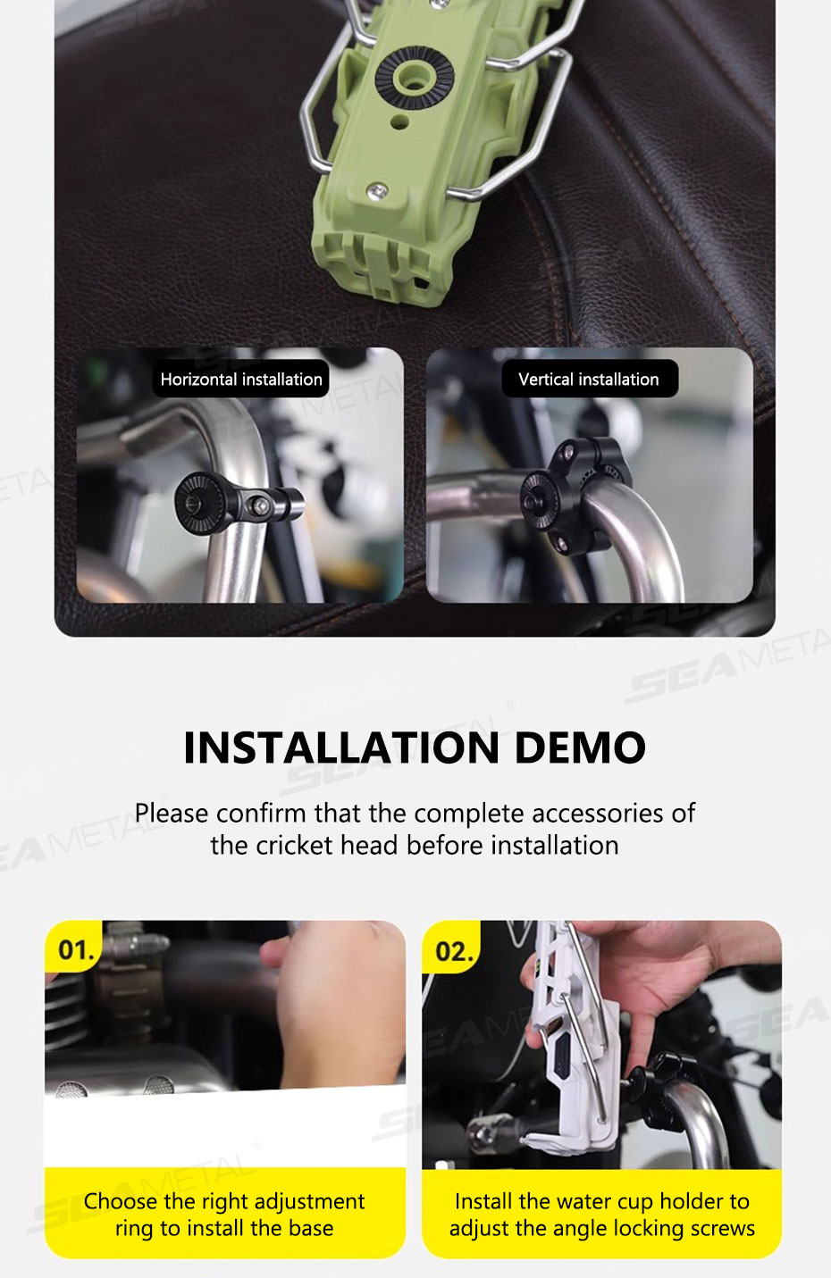 SEAMETAL Motorcycle Water Bottle Holder Adjustable Handlebar Cup Cage ...