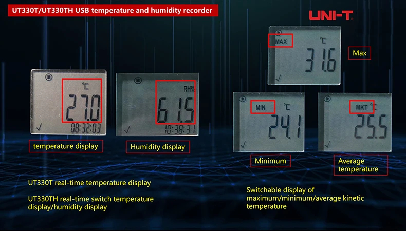 UNI-T Temperature Recorder UT330T UT330TH USB Data Logger Food ...