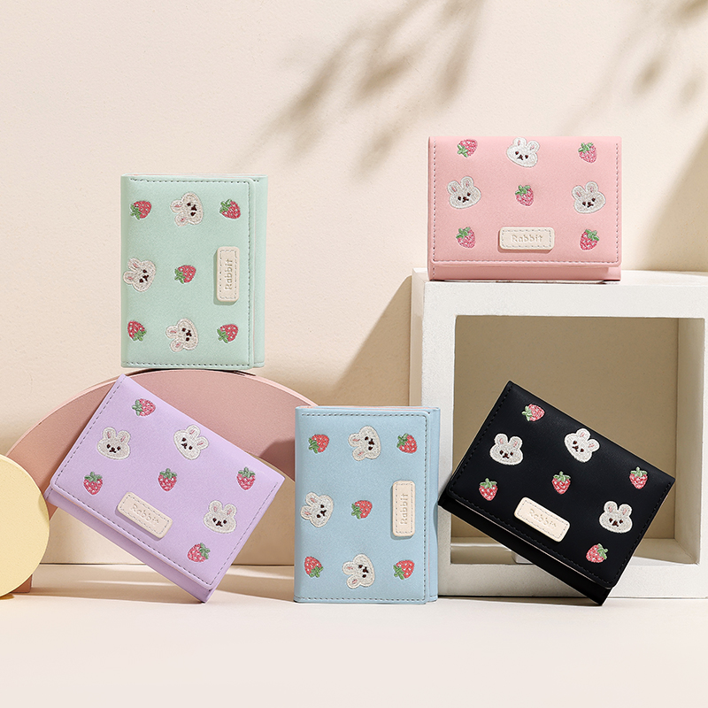 SeaGloca New Style Cartoon Rabbit Small Three-Fold Compact Short Wallet ...