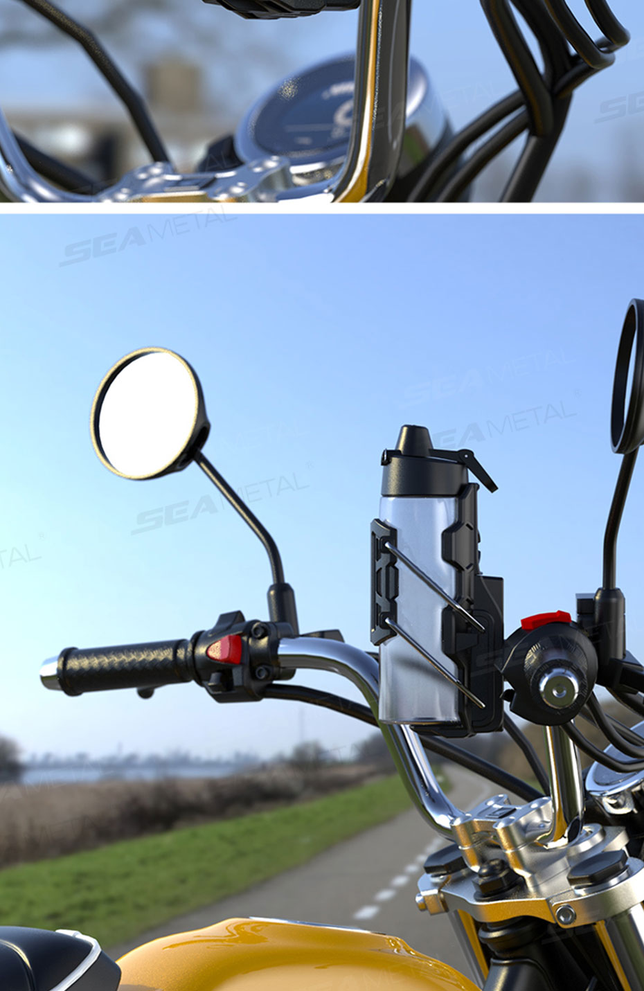 SEAMETAL Motorcycle Water Bottle Holder Adjustable Handlebar Cup Cage ...