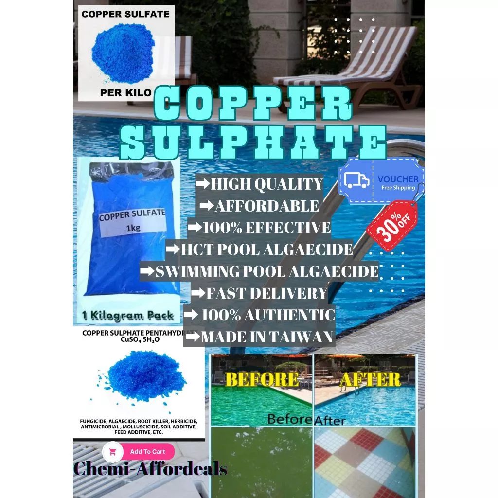 (1kg-3kg) Pool Algaecide for Swimming Pool Powder Copper Sulfate ...