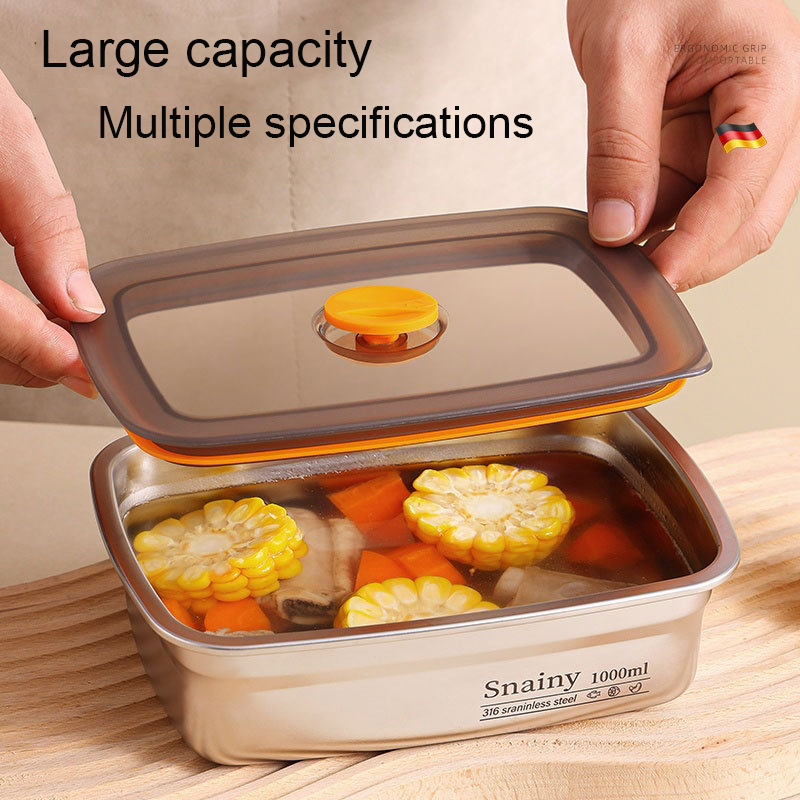 3PCS Stainless Steel Food Box with Lid Household Fresh-keeping Box Tray ...