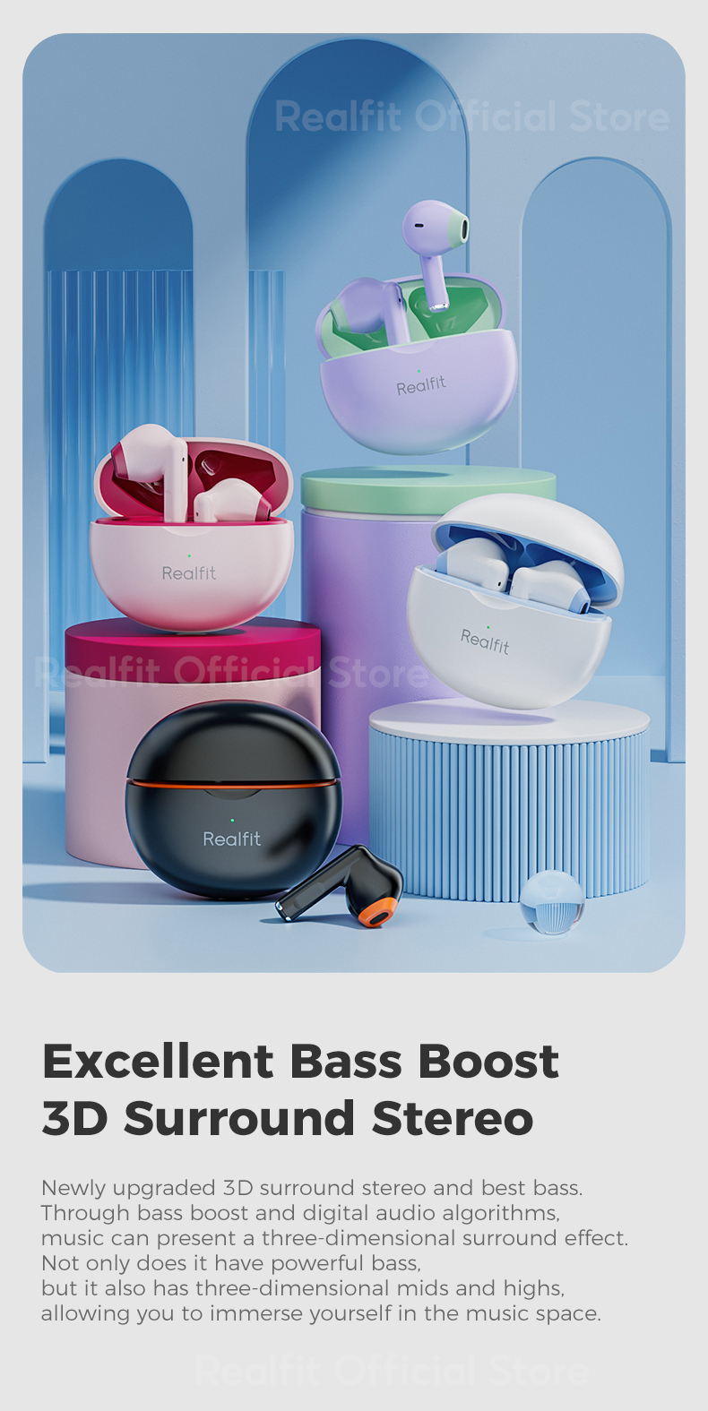 Realfit F2 TWS Bluetooth Earbuds High-Quality Low latency Earphones ...