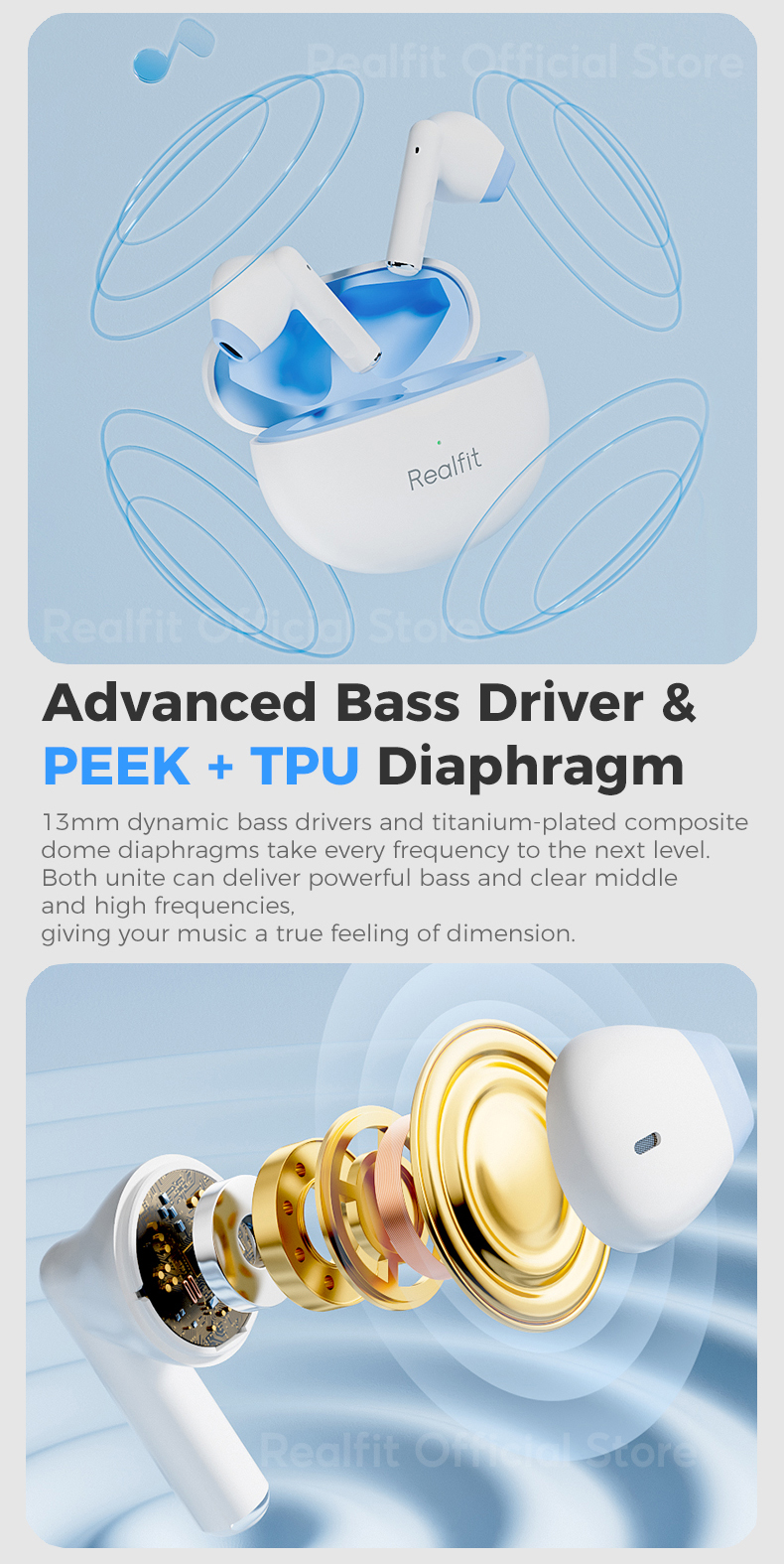 Realfit F2 TWS Bluetooth Earbuds High-Quality Low latency Earphones ...