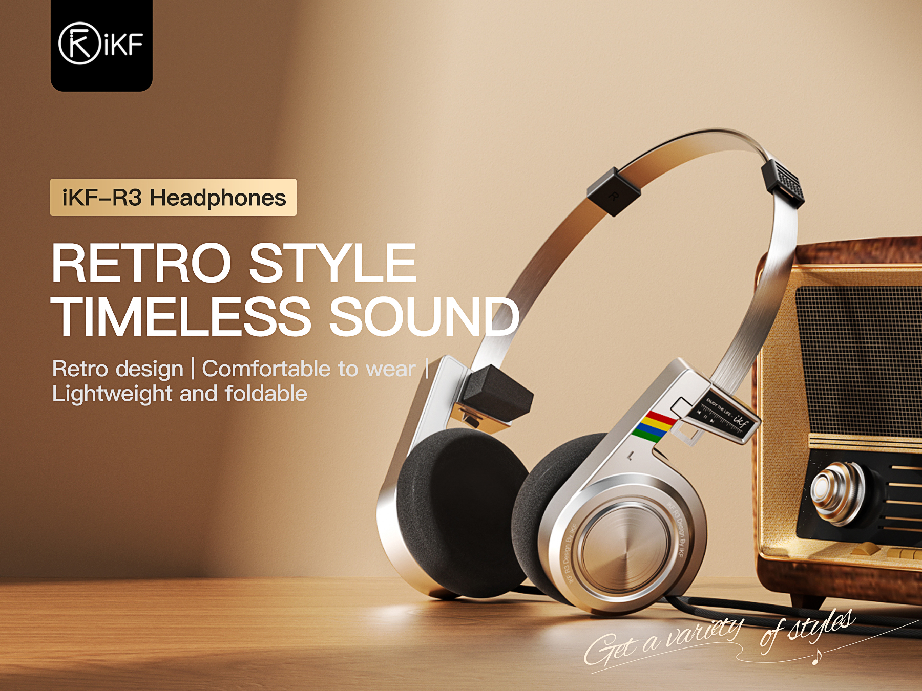 iKF R3 Retro Wireless Bluetooth Headphones On Ear, Lightweight and ...